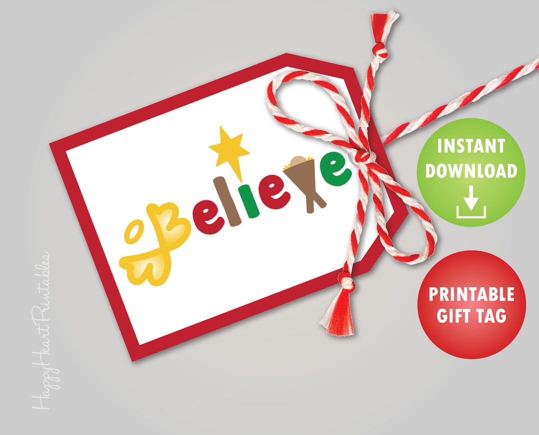 Printable Christmas Gift Tags Believe - Etsy