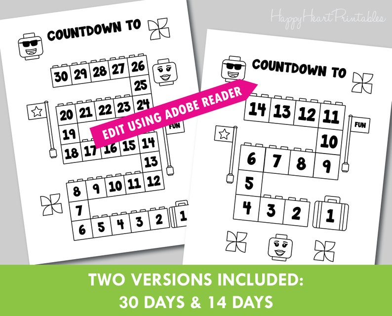 Printable Building Block Countdown for Vacation or Travel - Etsy