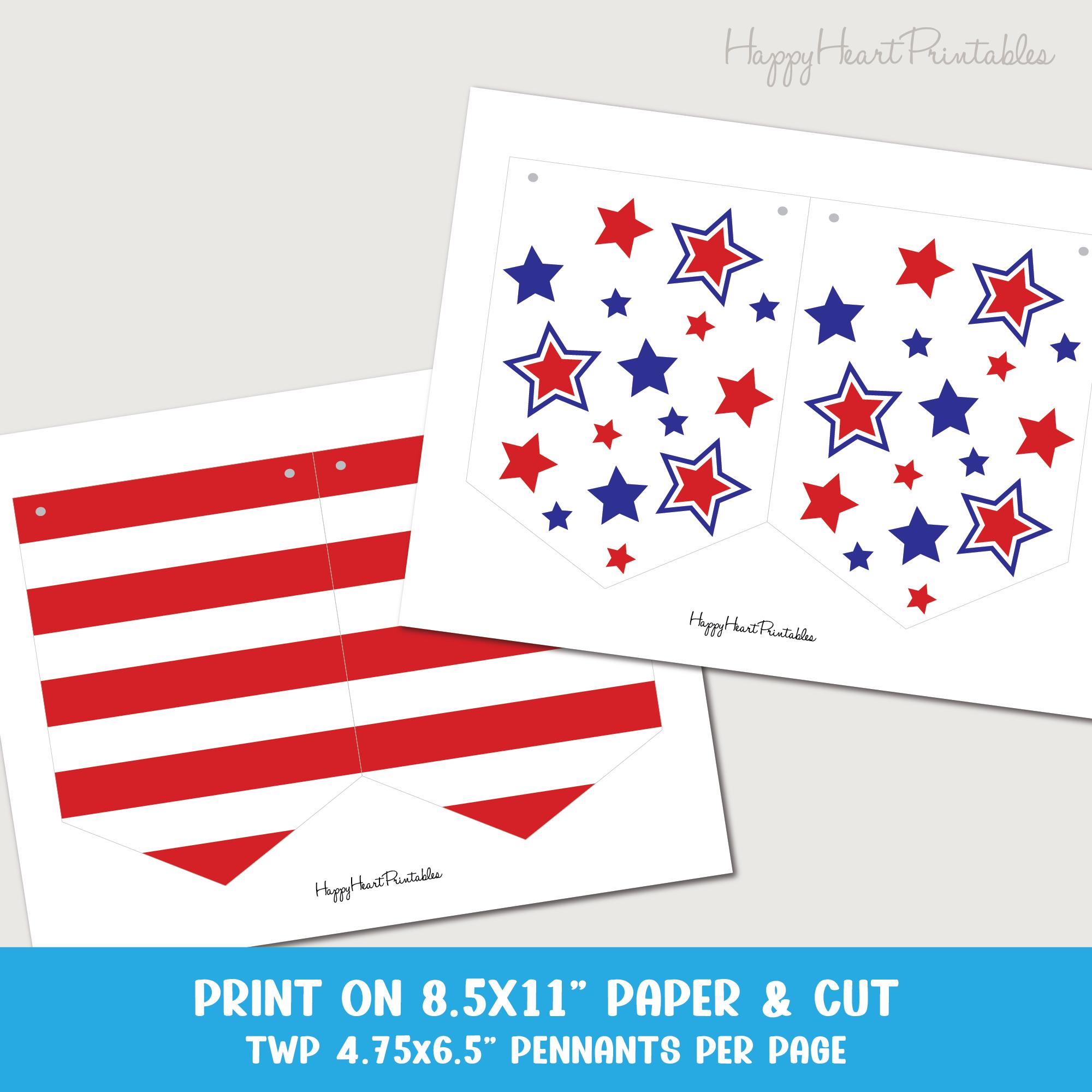 4th of July Printable Banner - Patriotic Printable Banner - Etsy
