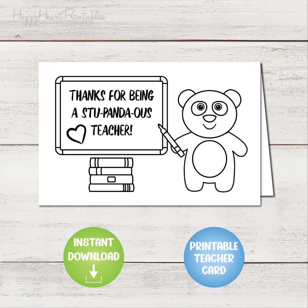 Teacher Thank You Card - Panda - Etsy