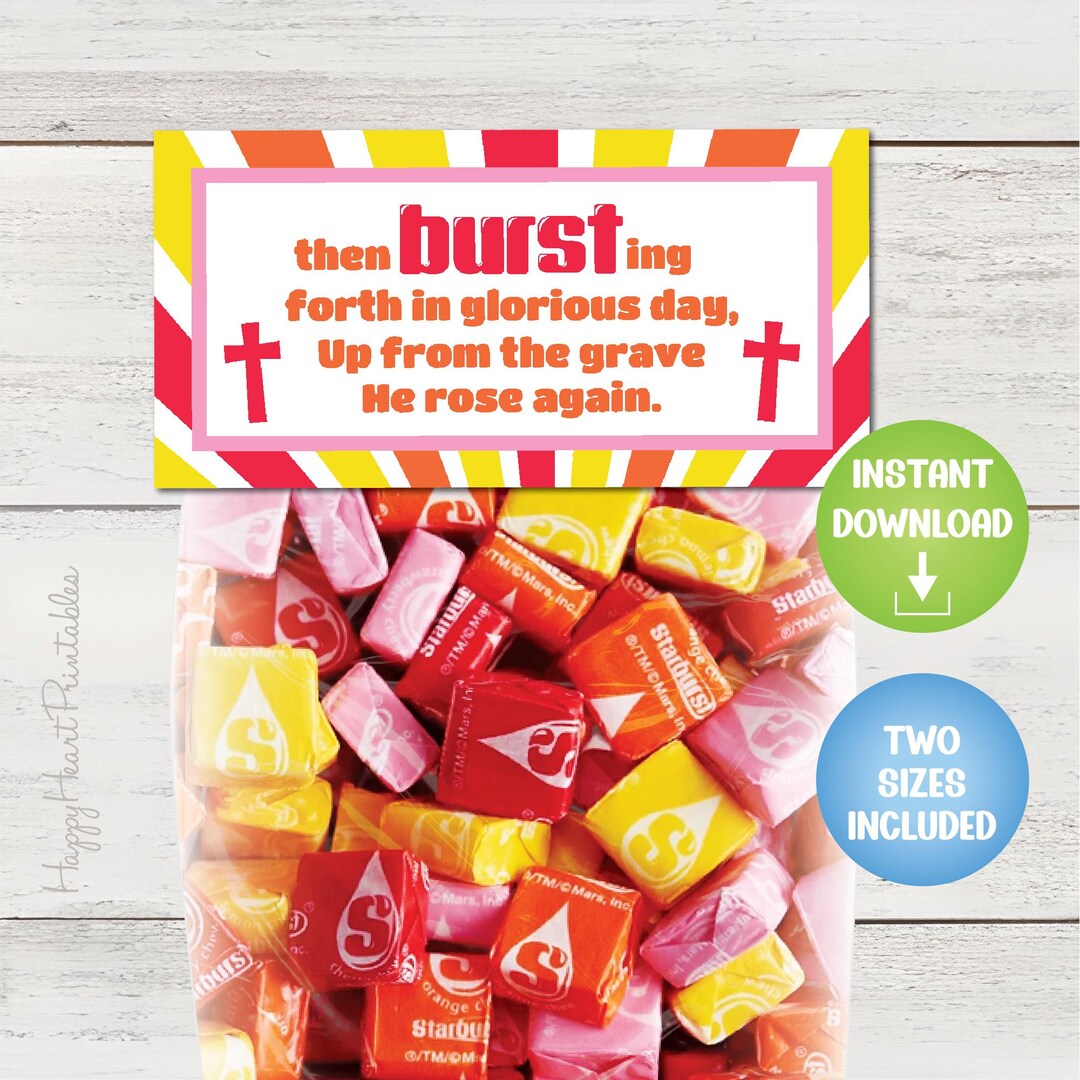 Christian Easter Treat Bag Topper for Starbursts - Etsy