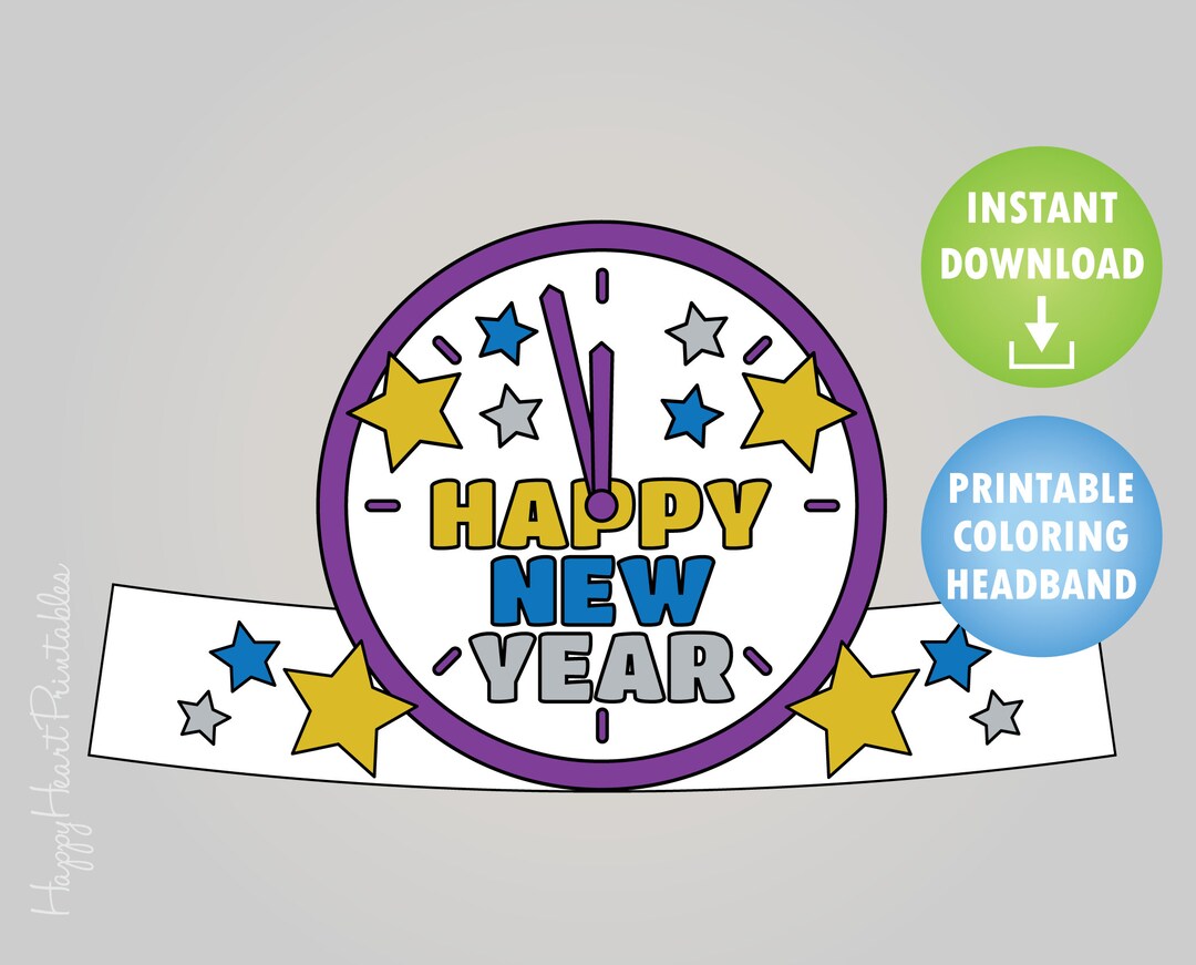 New Years Eve Clock Printable Headband Hat - Etsy