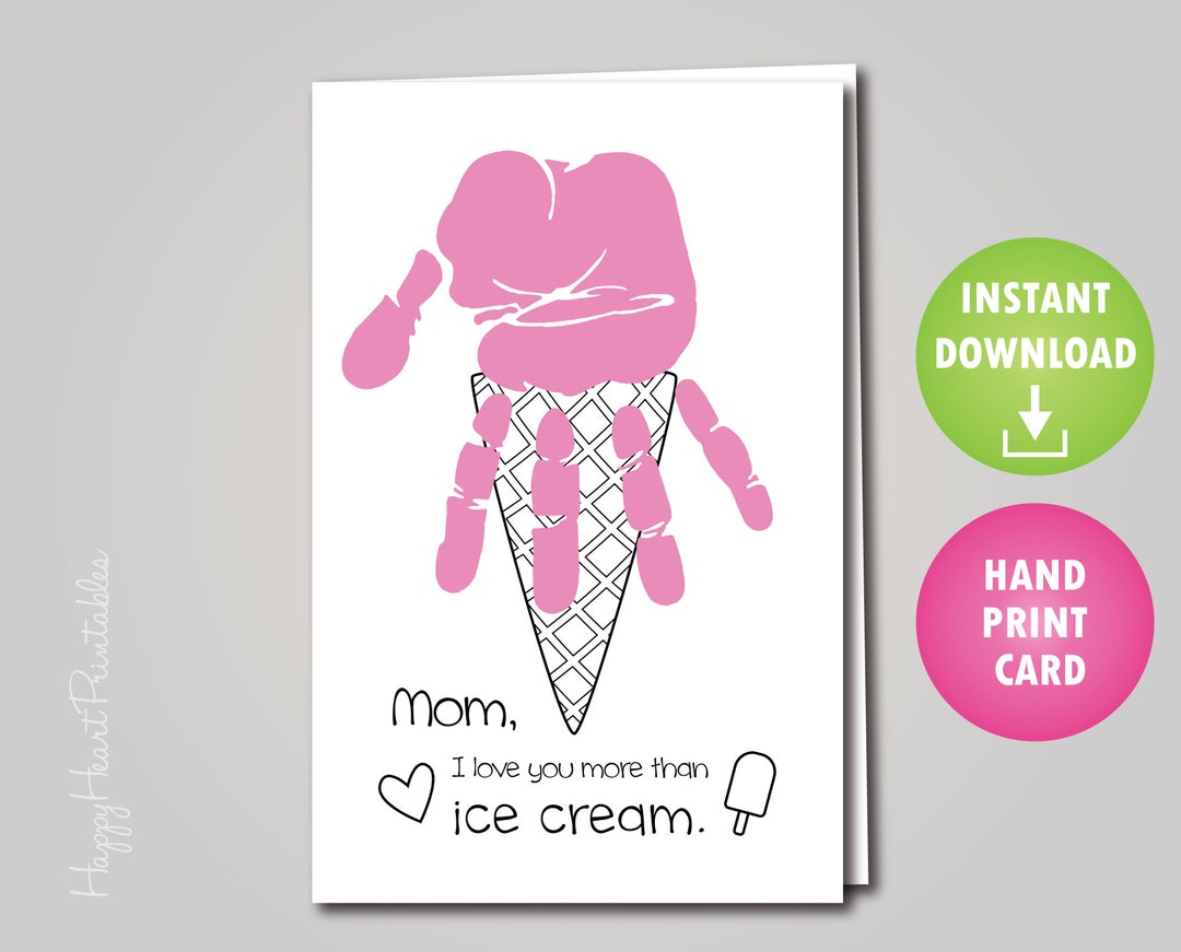 Handprint Ice Cream Mother's Day Card - Etsy