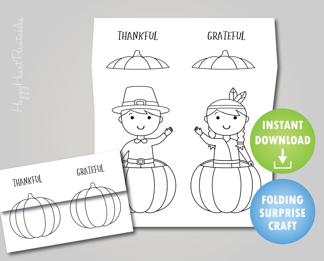 Thanksgiving Folding Surprise Craft - Pilgrim and Native American - Etsy