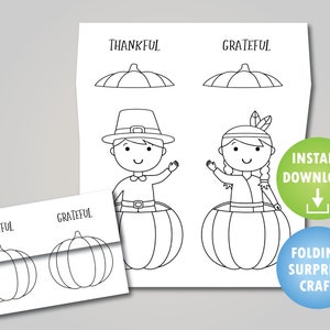 Thanksgiving Folding Surprise Craft - Pilgrim and Native American - Etsy