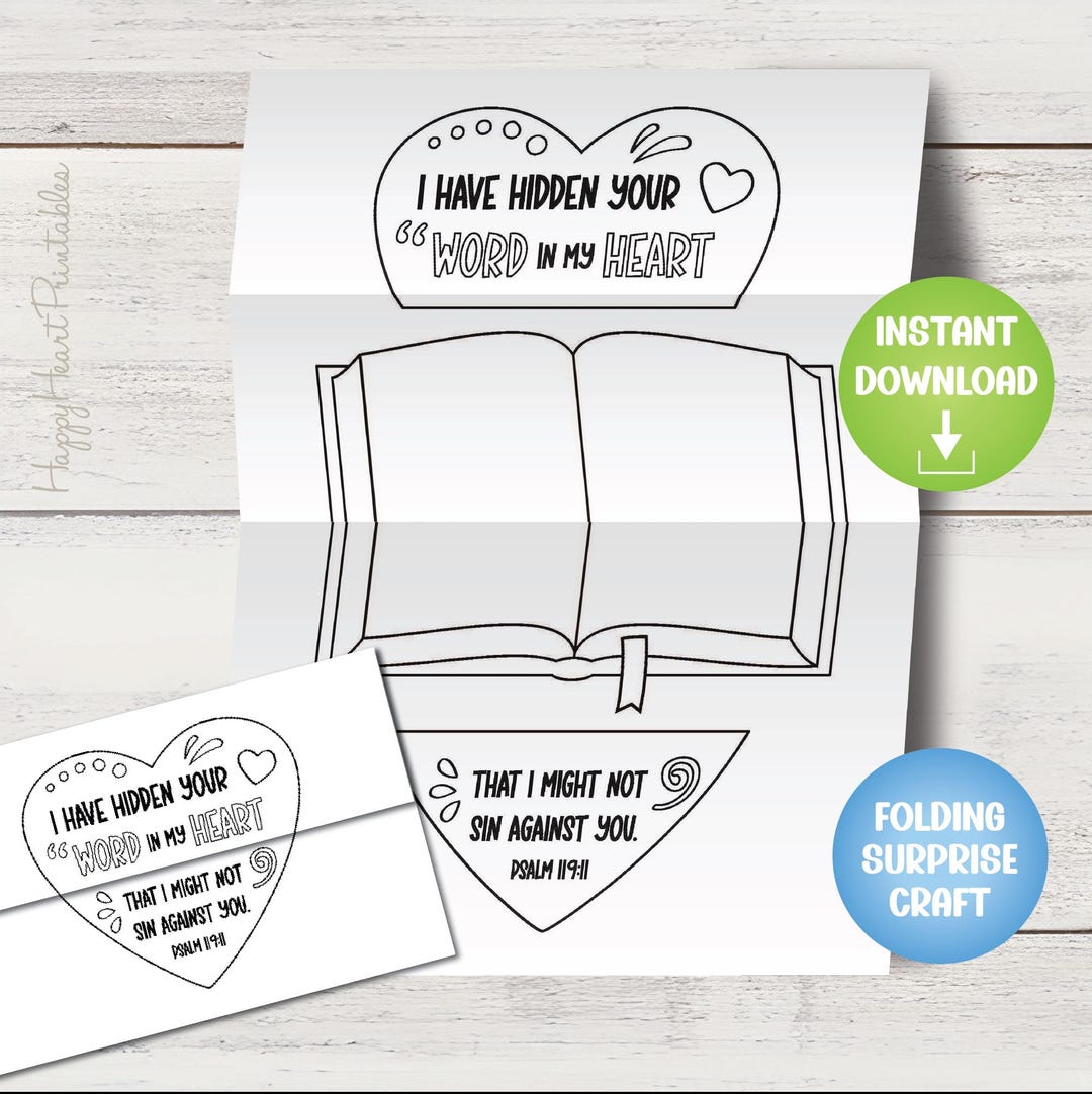 Hide God's Word in Your Heart Folding Surprise Bible Craft - Etsy