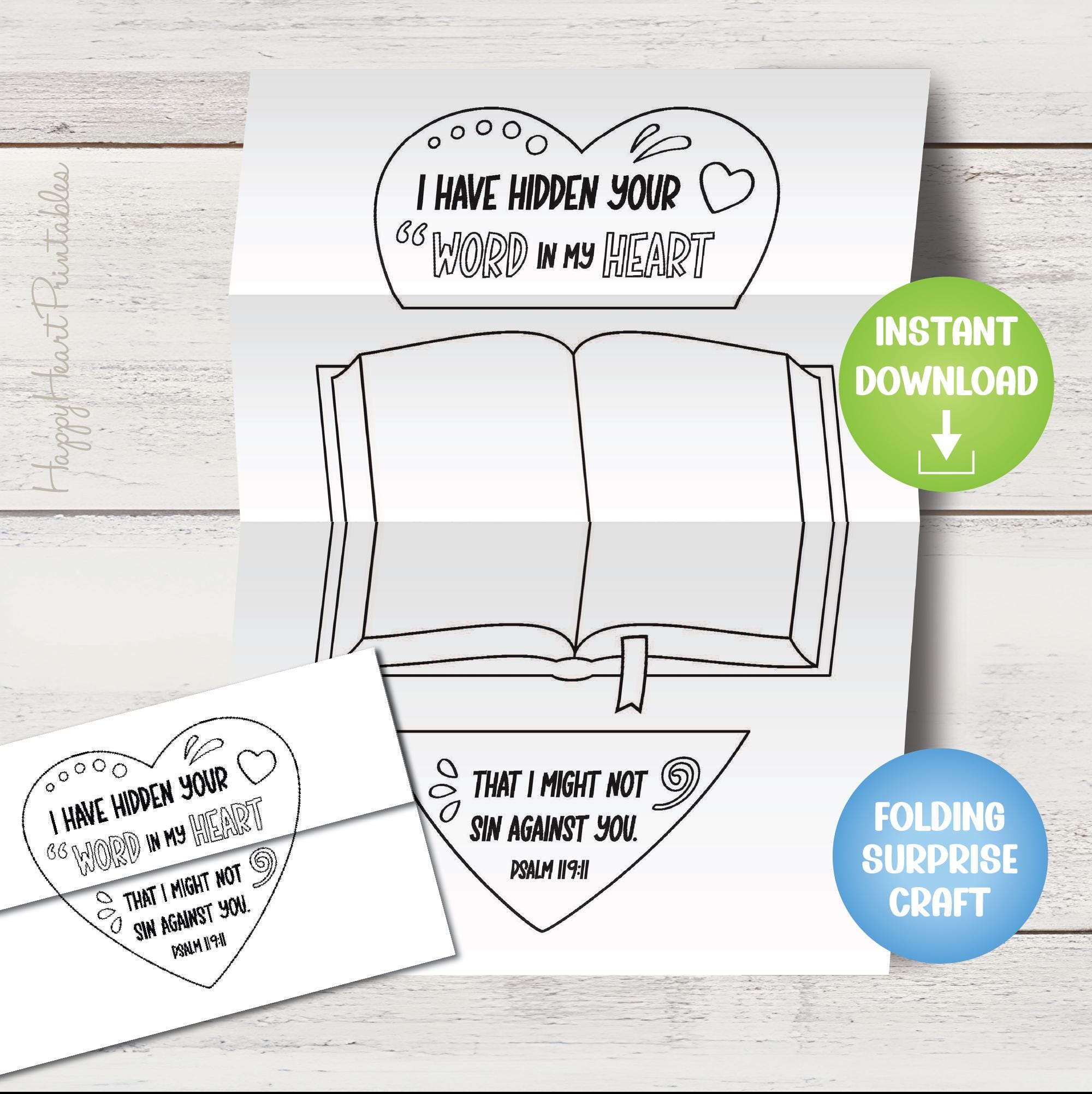 Hide God's Word in Your Heart Folding Surprise Bible Craft - Etsy