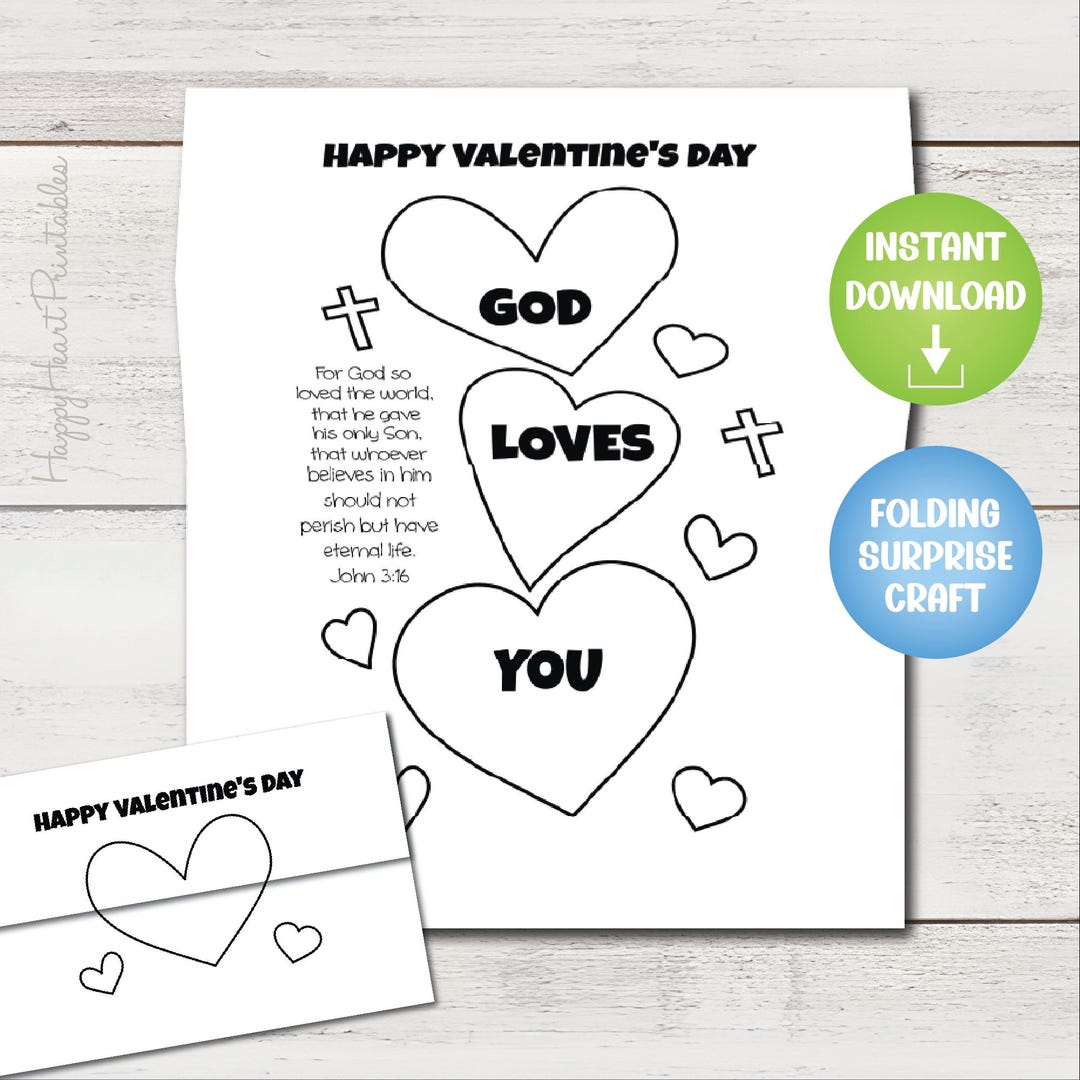 Valentine's Day Folding Surprise Craft or Card - God Loves You - Etsy