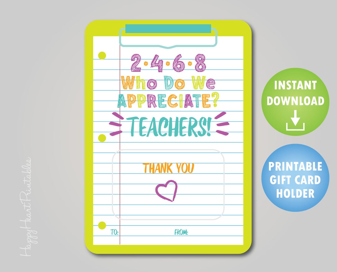 Teacher Appreciation Gift Card Holder - Who Do We Appreciate? - Etsy