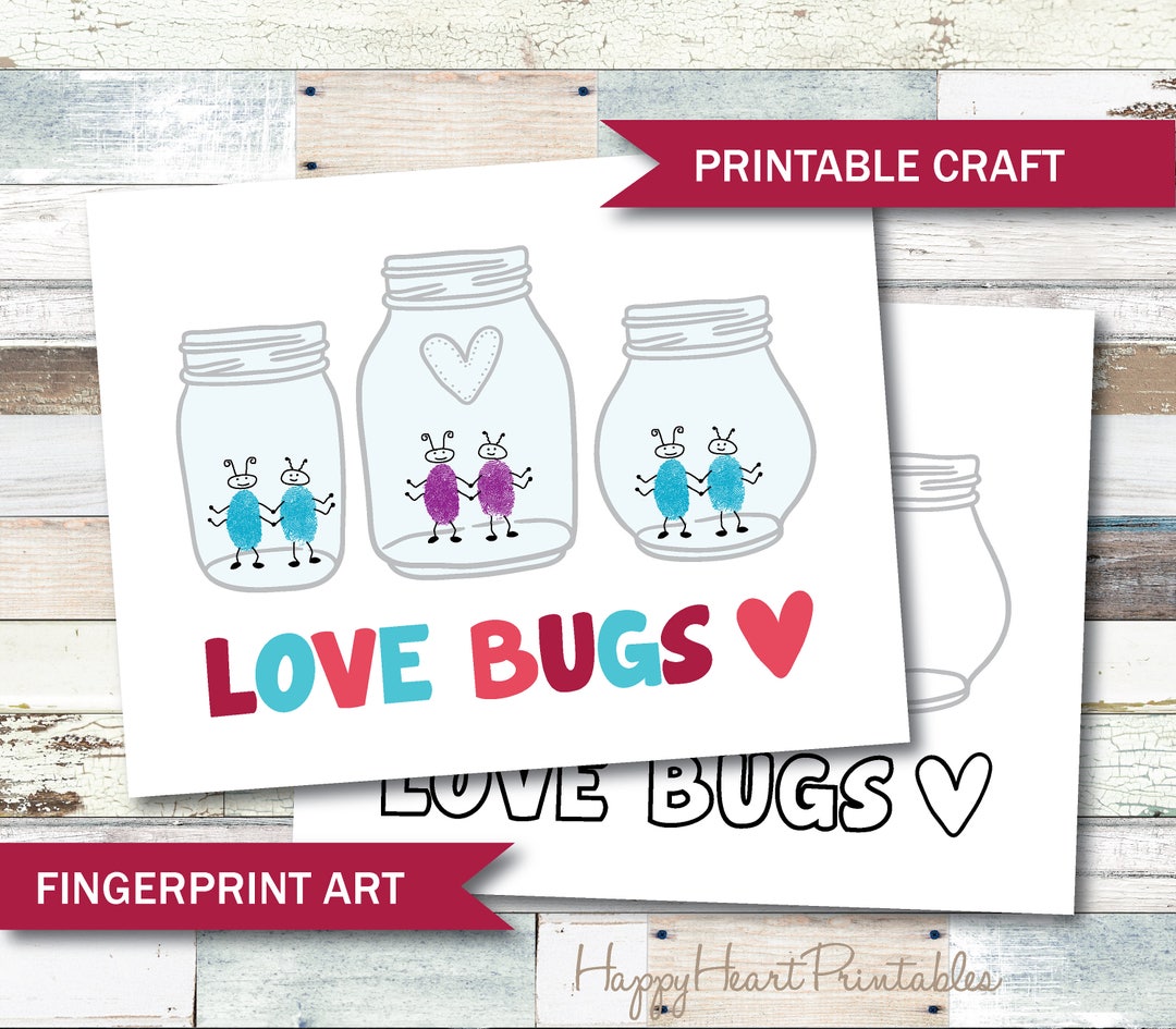 Valentines Fingerprint Printable Craft - Love Bugs - Etsy