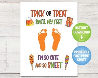 Trick or Treat Smell My Feet Baby Toddler Halloween Footprint DIY Craft ...