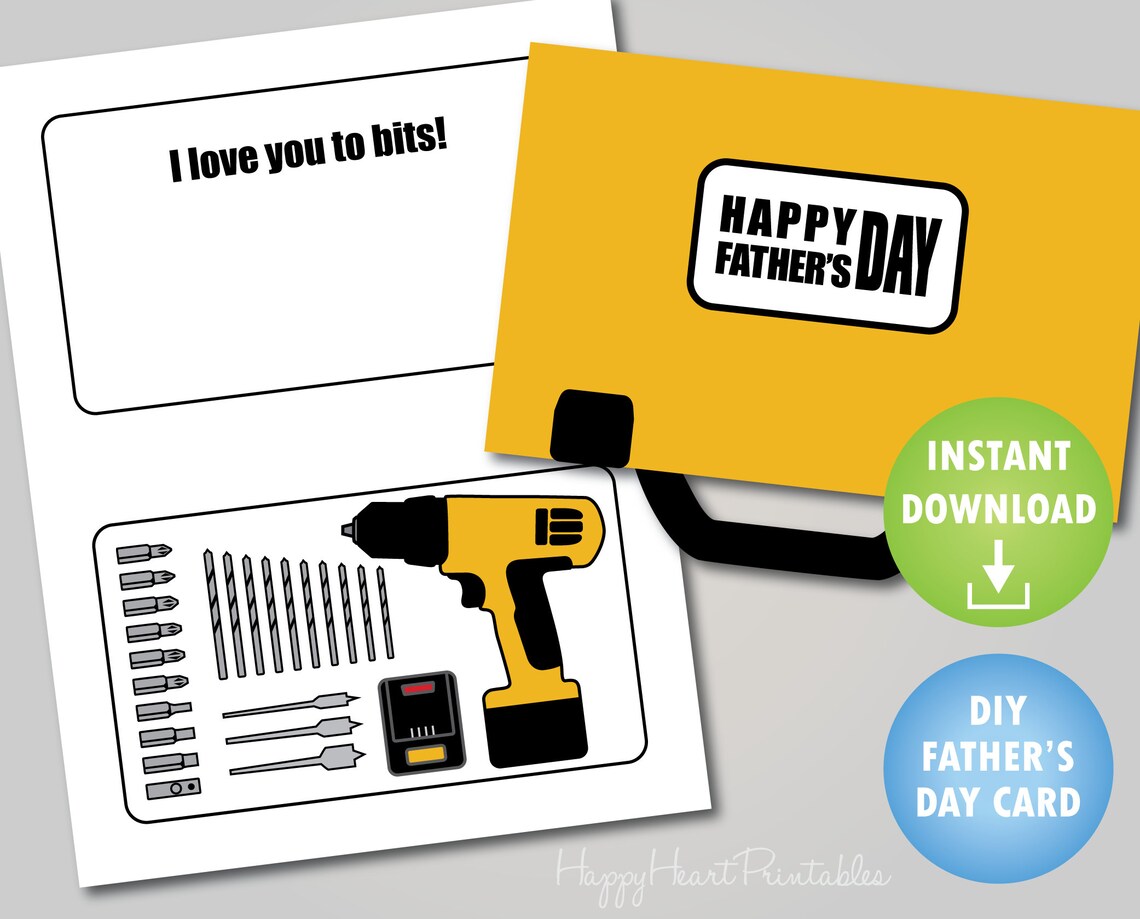Drill Set Father's Day Printable Card | Etsy