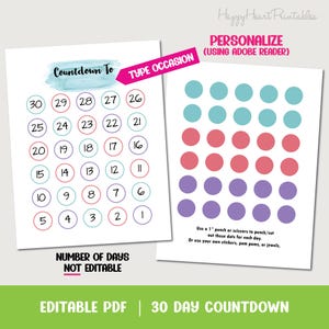 Printable Countdown for Any Occasion - Personalize Editable PDF - Etsy
