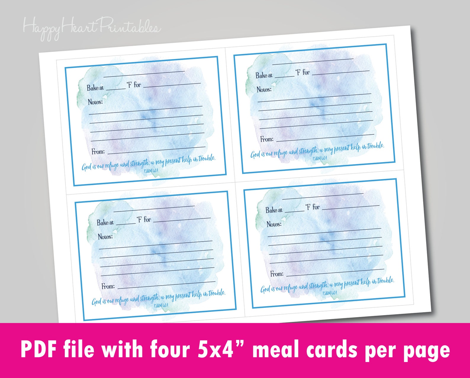 Printable Meal Label Watercolor - Meal Delivery Note - Meal Train ...