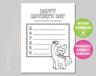Mother's Day Letter From Kids, Mom's Birthday Card Printable Gift ...