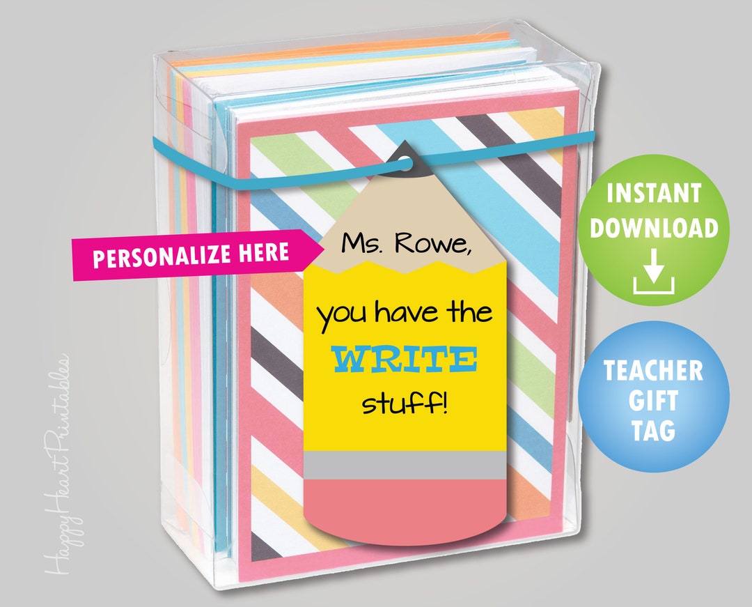 Teacher Pencil Gift Tag - Write Stuff - Etsy