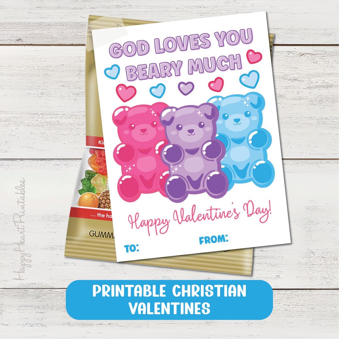 God Loves You Beary Much Printable Valentines - Etsy