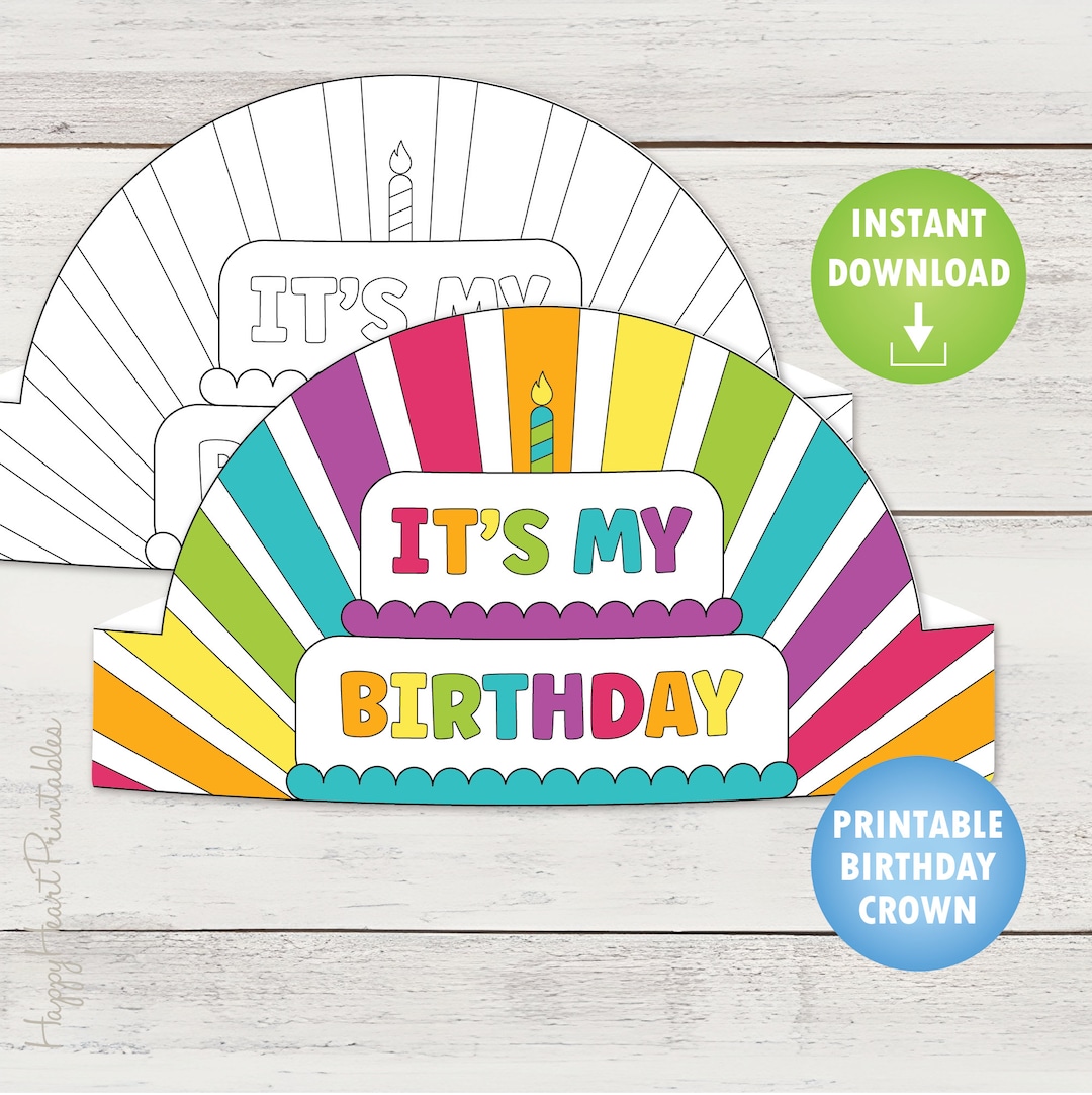 Printable Birthday Crown for Coloring - Etsy