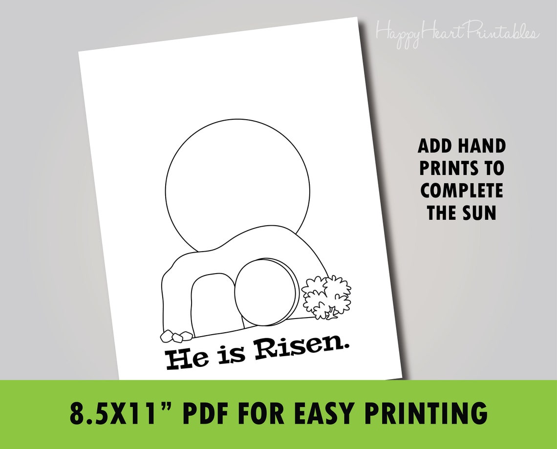 Easter Handprint Art Template He is Risen Craft | Etsy Canada