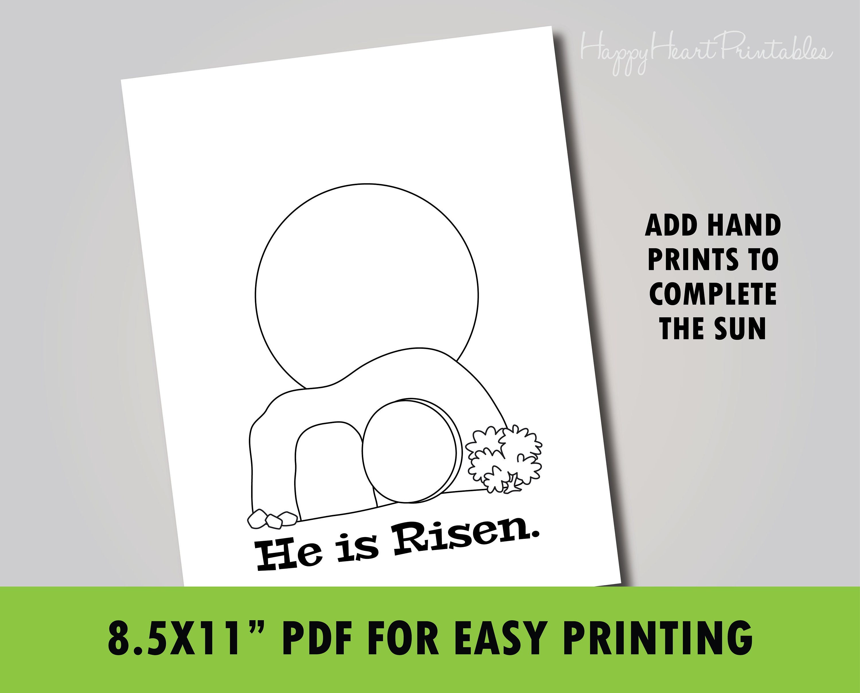 Easter Handprint Art Template He is Risen Craft - Etsy