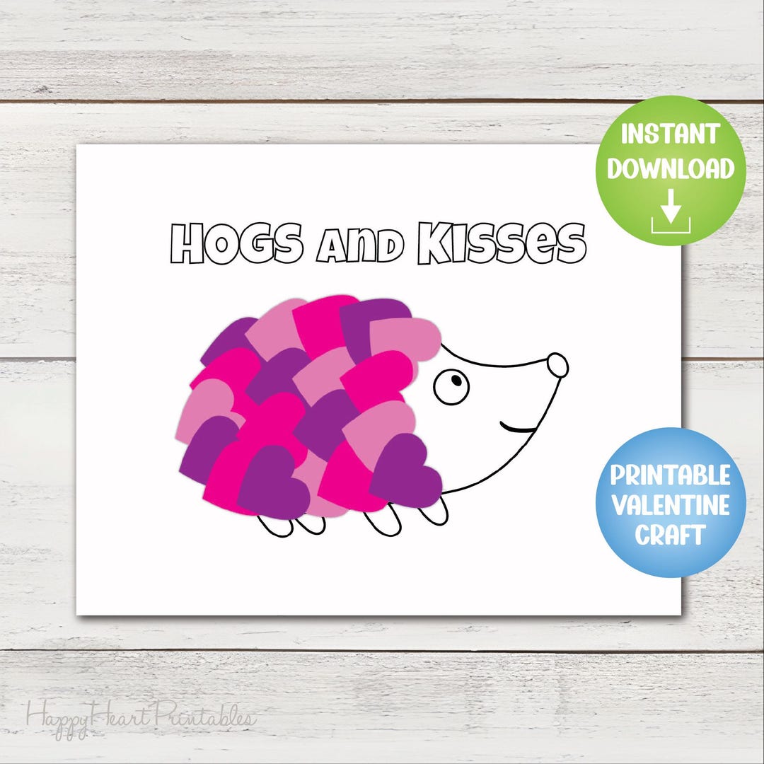 Hedgehog Valentine's Day Printable Craft Template - Etsy