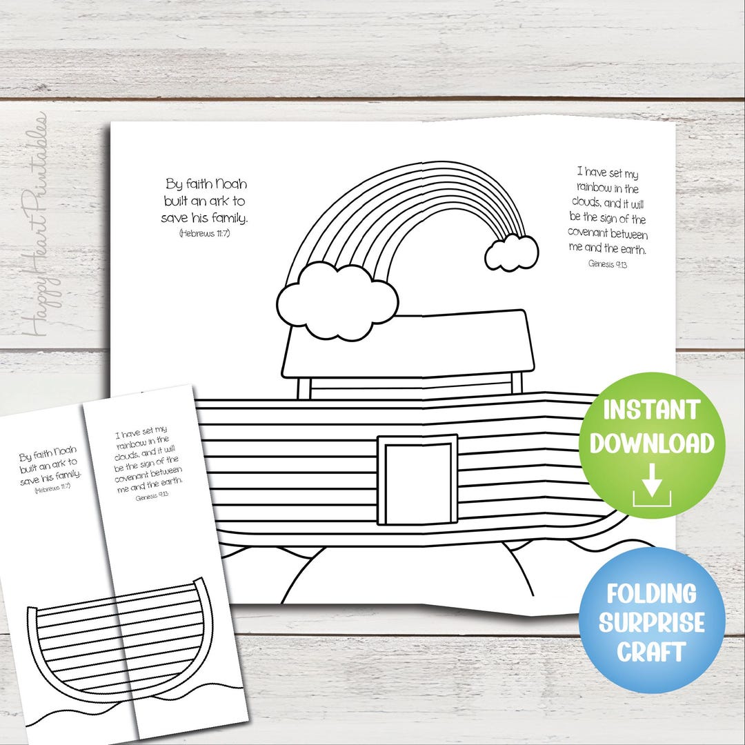 Noah's Ark Folding Surprise Bible Craft - Etsy