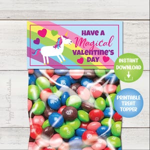 Unicorn Valentine Topper - Unicorn Valentine Treat Bag Topper - Etsy