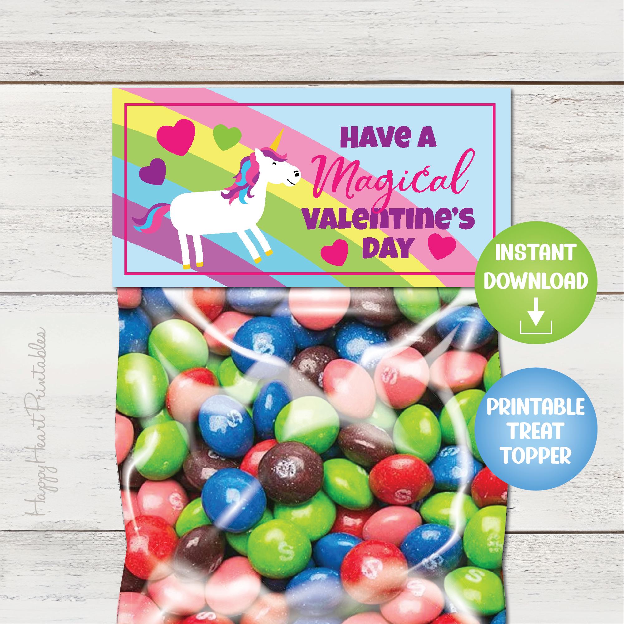 Unicorn Valentine Topper - Unicorn Valentine Treat Bag Topper - Etsy