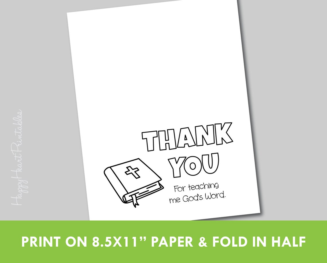 Sunday School Teacher Thank You Card | Etsy