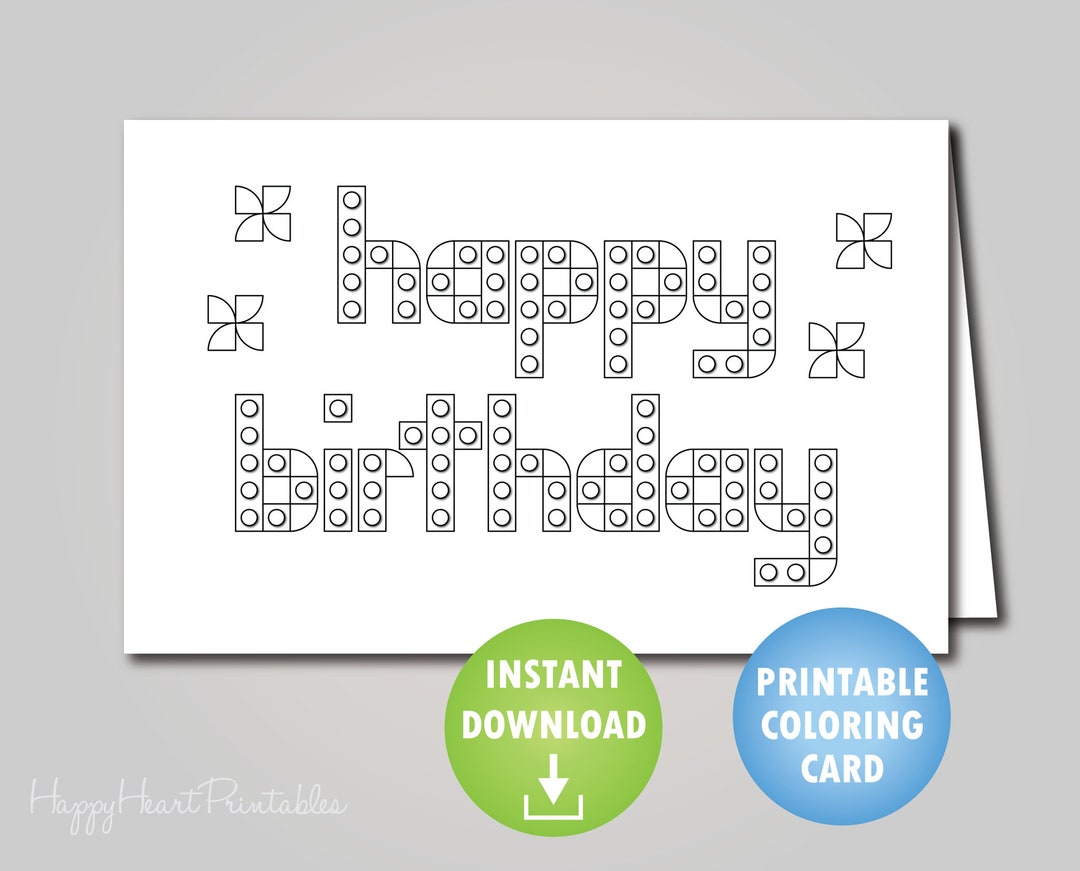 Building Blocks Birthday Day Coloring Card Printable - Etsy