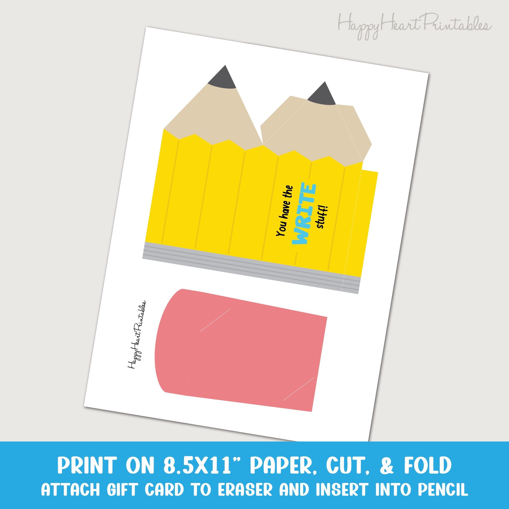 Printable Pencil Gift Card Holder for Teacher - Etsy