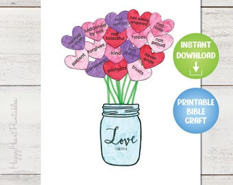 Valentine's Day Craft, Printable Craft, Heart Craft, Love Craft, Love ...
