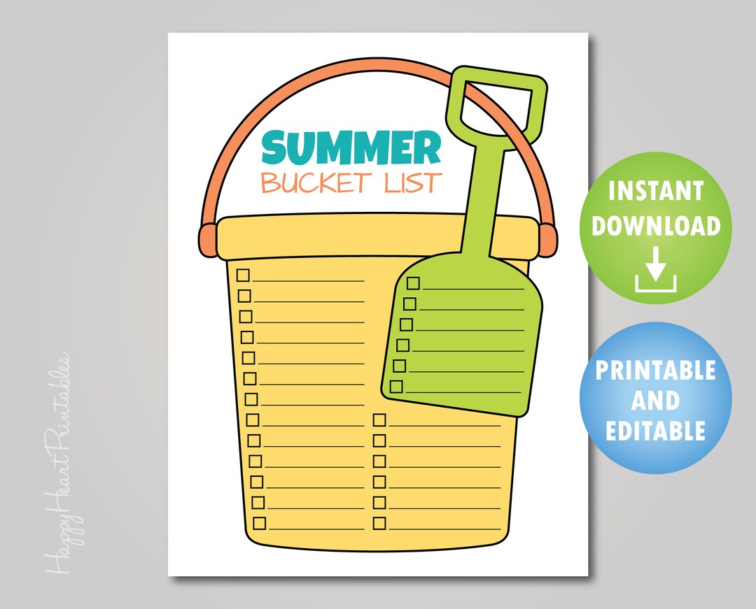 Printable Summer Bucket List - Etsy
