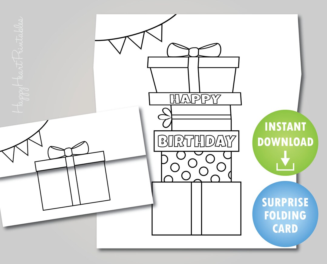 Folding Surprise Birthday Present Card - Etsy