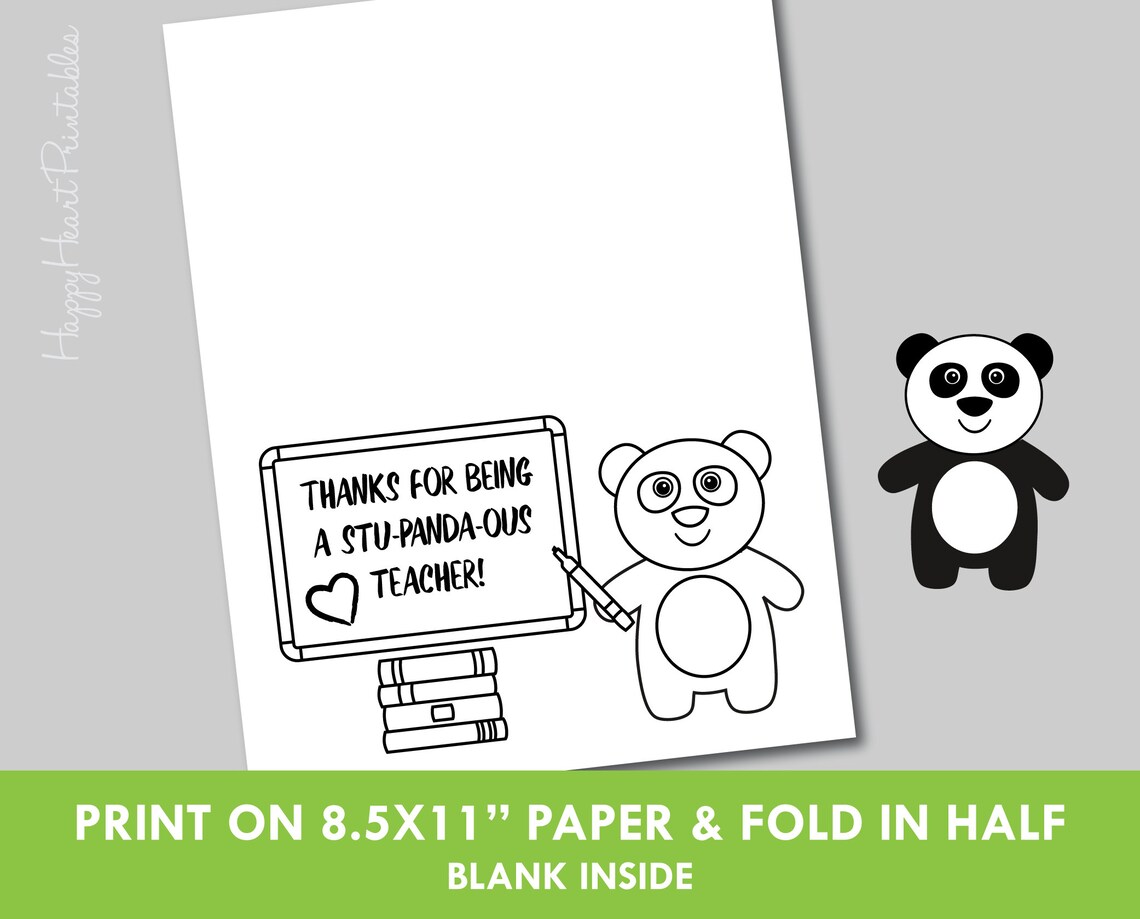 Teacher Thank You Card Panda - Etsy