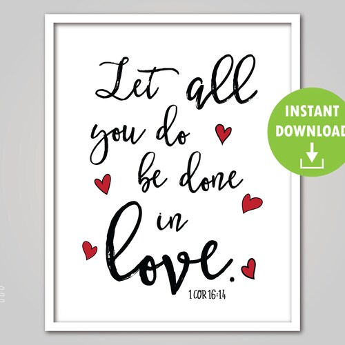 Christian Bible Verse Valentine's Day Gift Heart Love Wall - Etsy