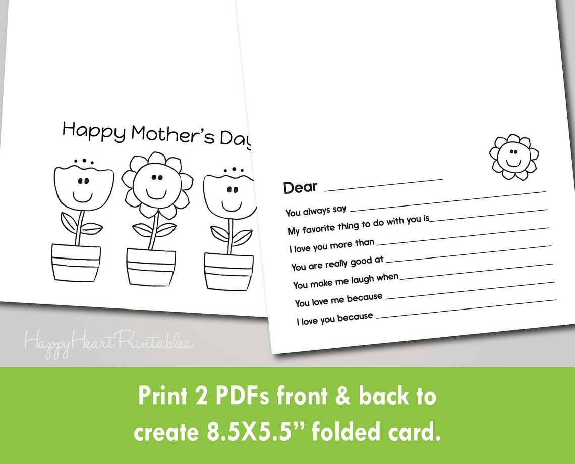 Mother's Day Questionnaire Printable Coloring Card - Etsy