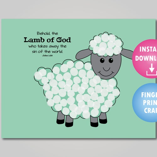 Fingerprint Lamb Craft Easter Fingerprint Printable Template - Etsy