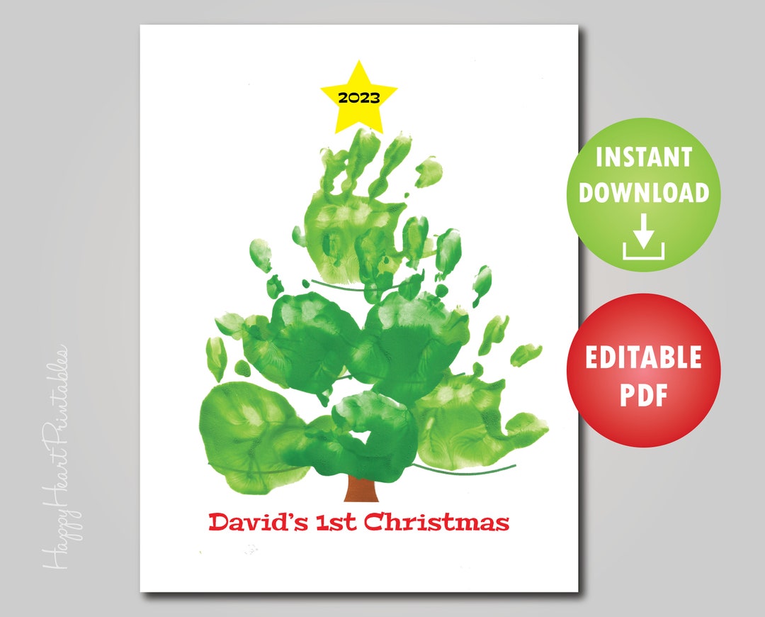 Handprint Christmas Tree Printable Template - Christmas Handprint Art ...