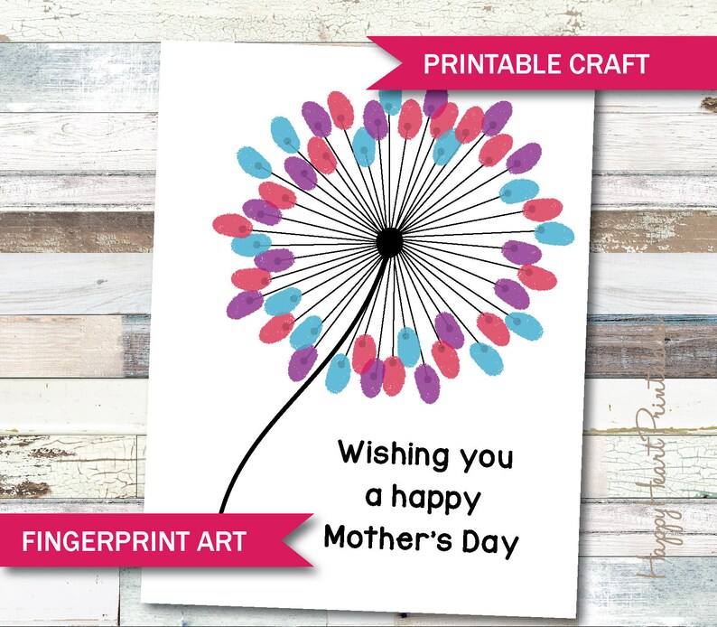 Mother's Day Fingerprint Art Printable Template - Etsy