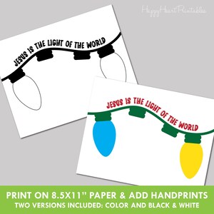Handprint Christmas Lights Printable Craft Template - Etsy