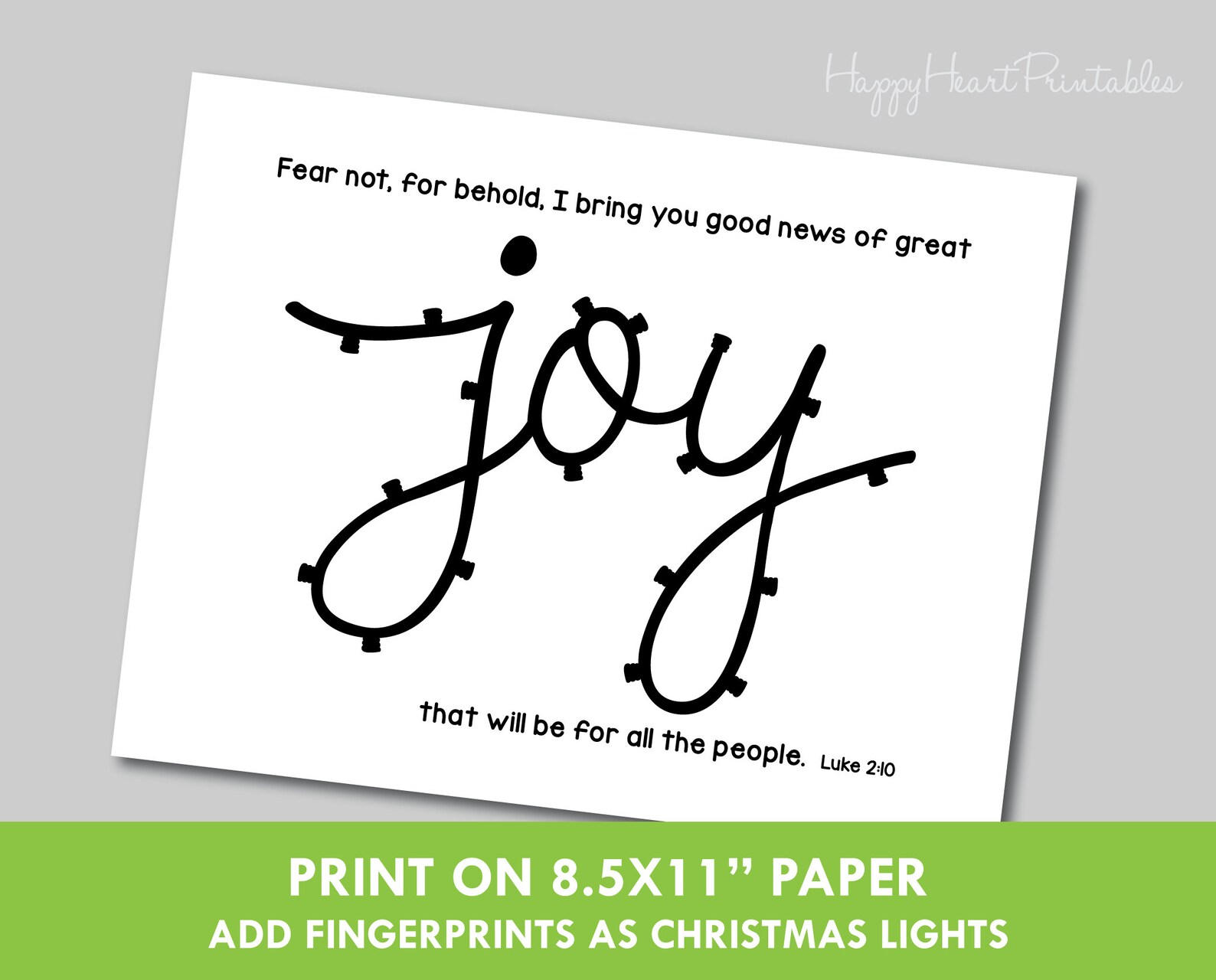 Fingerprint Christmas Lights Printable Craft JOY - Etsy