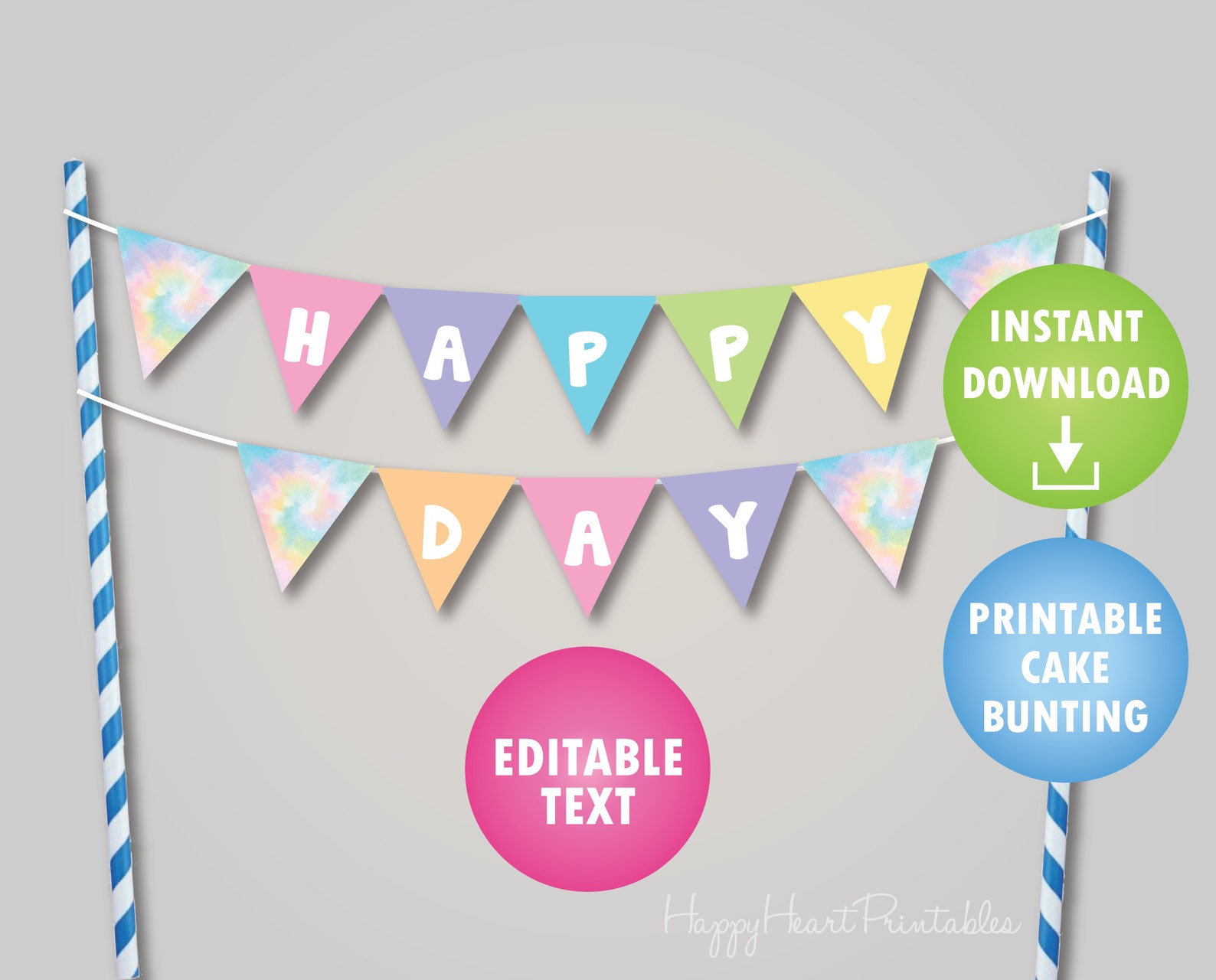 Printable Cake Bunting Edit With Your Text - Etsy