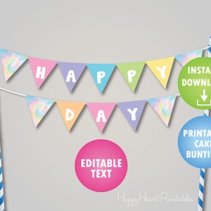 Printable Cake Bunting - Edit With Your Text - Etsy