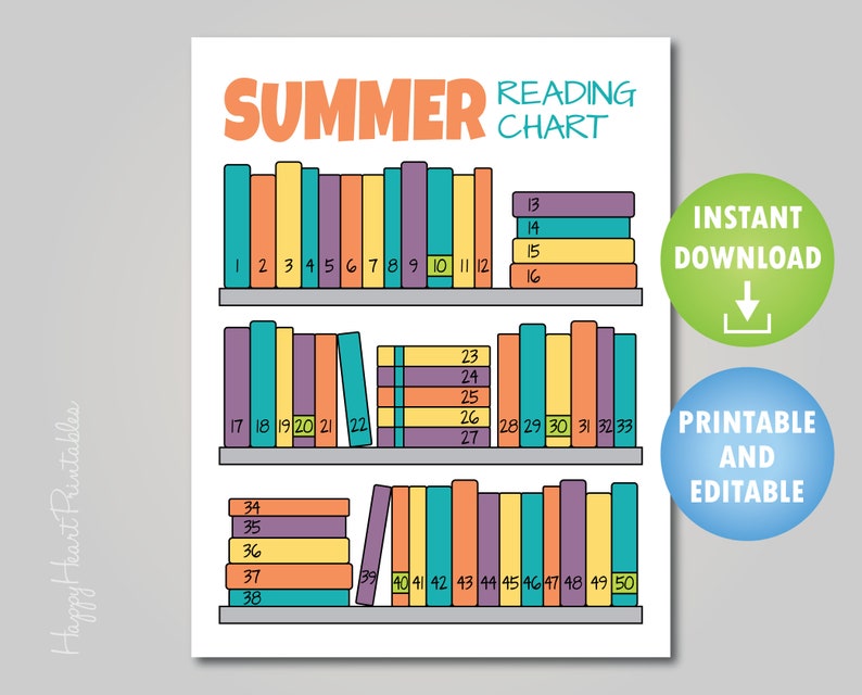 Printable Summer Reading Chart - Etsy