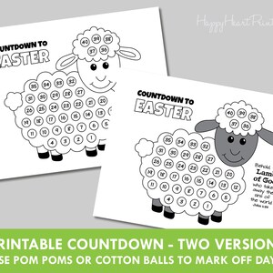 Printable Easter Countdown With Lamb - Etsy