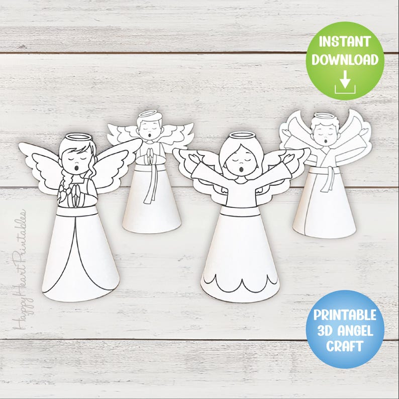 Printable 3D Paper Angels Craft - Etsy