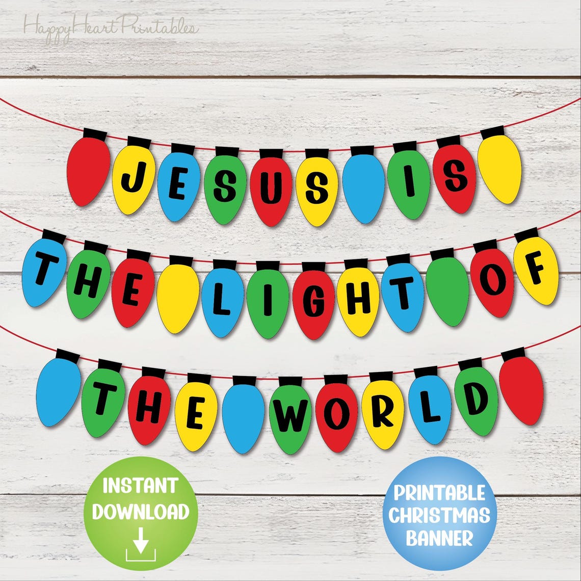 Printable Christmas Lights Banner - Jesus is the Light of the World - Etsy