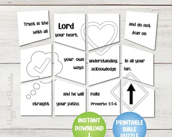 Proverbs 3:5-6 Memory Verse Skip Counting Puzzles, Bible Verse Craft ...