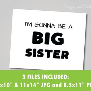 Big Sister Announcement Sign - Printable - Etsy